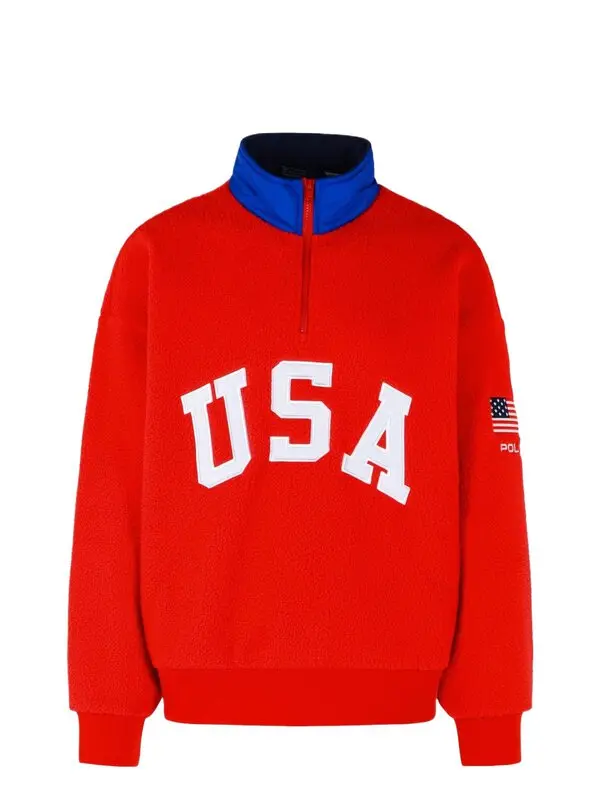 Polo Ralph Lauren Usa Teddy Zip Sweatshirt - Red