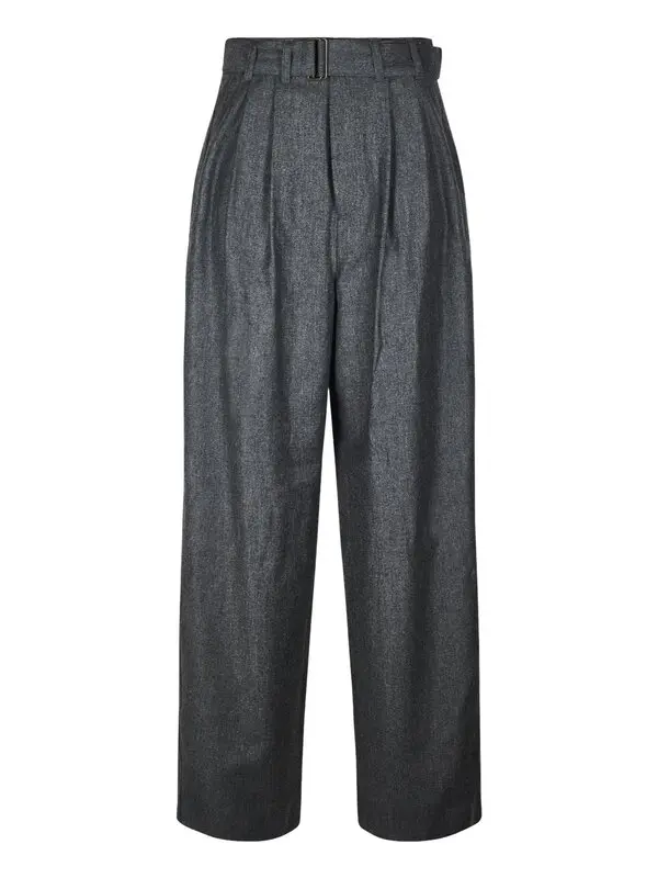 Soeur Belted Pleated Wide-leg Trousers - Black