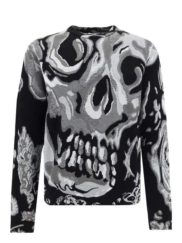 Alexander McQueen Skull Intarsia-knit Crewneck Jumper - Black
