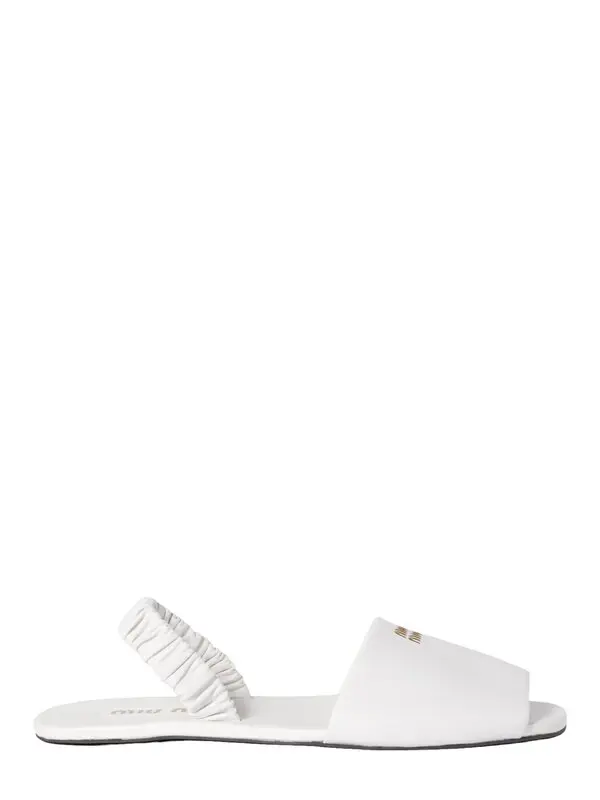 Miu Miu Ruched Nappa Leather Sandals - White