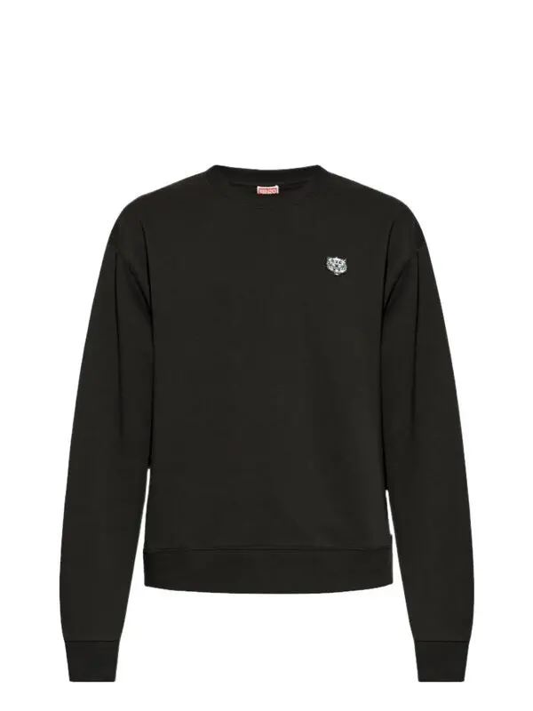 Kenzo Crewneck Sweatshirt With Logo Patch - Black