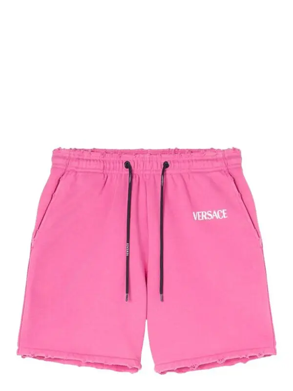 Versace Logo Embroidered Drawstring Shorts - Pink