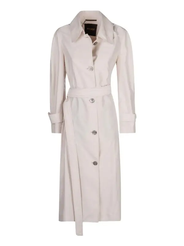 MOORER Single-breasted Long-sleeved Trench Coat - White
