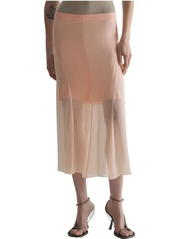 MUGLER Sheer-panelled Midi Skirt - Nude