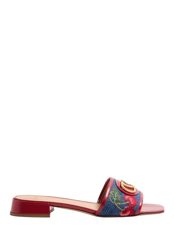 Valentino Garavani Cherry Embroidery Vlogo Detailed Sandals - Multicolor
