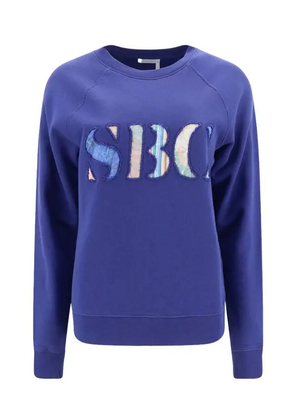 See By Chloé Crewneck Sweatshirt With Logo Print - Blue