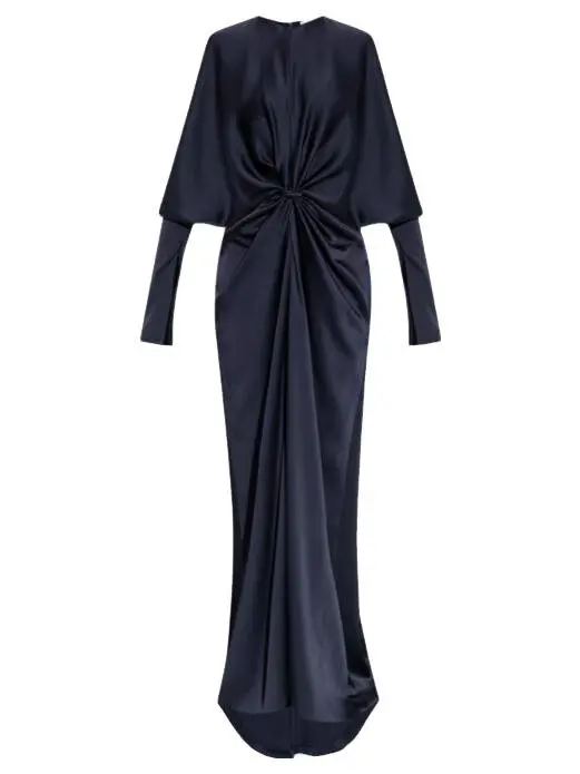 Stella McCartney Ruched Maxi Dress With Cut-out Detail - Navy Blue