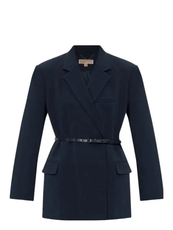 Michael Kors Double-breasted Crepe Blazer With Belt - Black