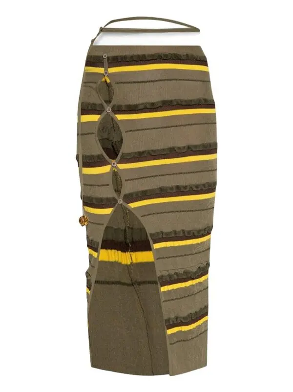 Jacquemus Asymmetric Striped Midi Skirt - Brown