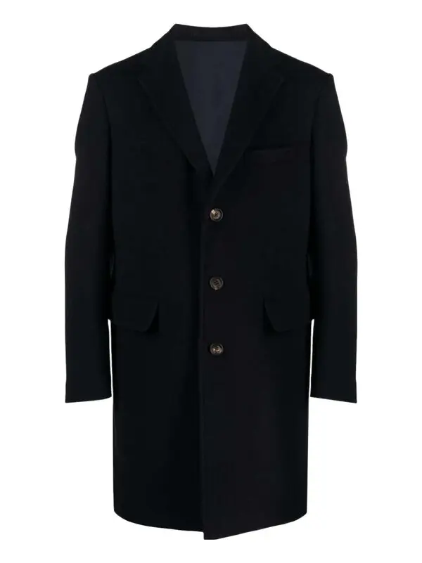Eleventy Felted Single-breasted Coat - Midnight Blue