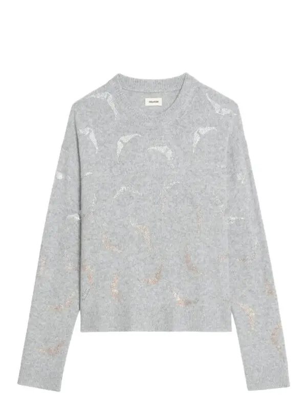 Zadig&Voltaire Markuz Jumper With Rhinestone Wings - Light Heather Grey