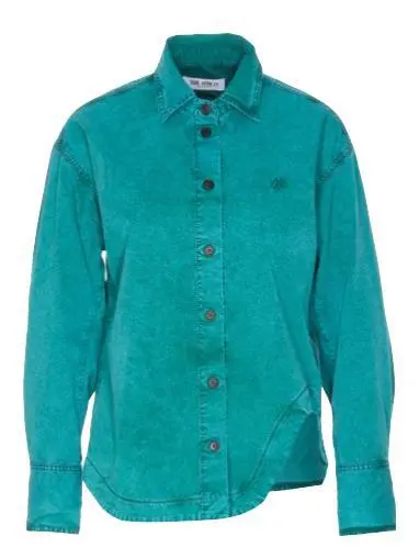 Attico Logo Embroidered Asymmetric Shirt - Green