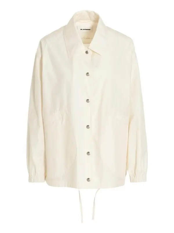 JIL SANDER Logo-printed Drawstring Shirt Jacket - White