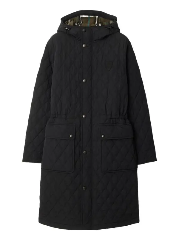 Burberry Quilted Hooded Down Coat - Black