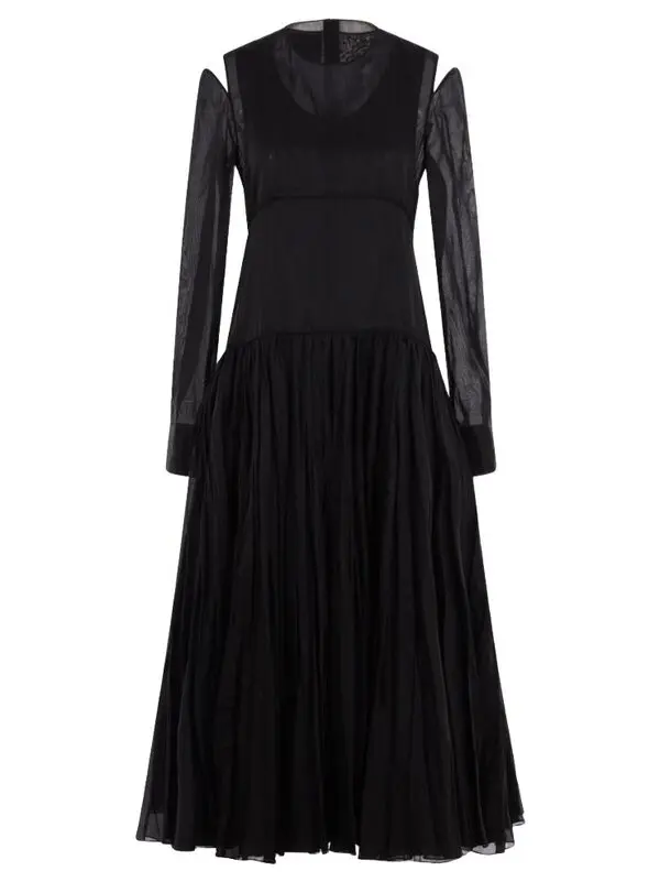 JIL SANDER Pleat-detailed Crewneck Midi Dress - Black