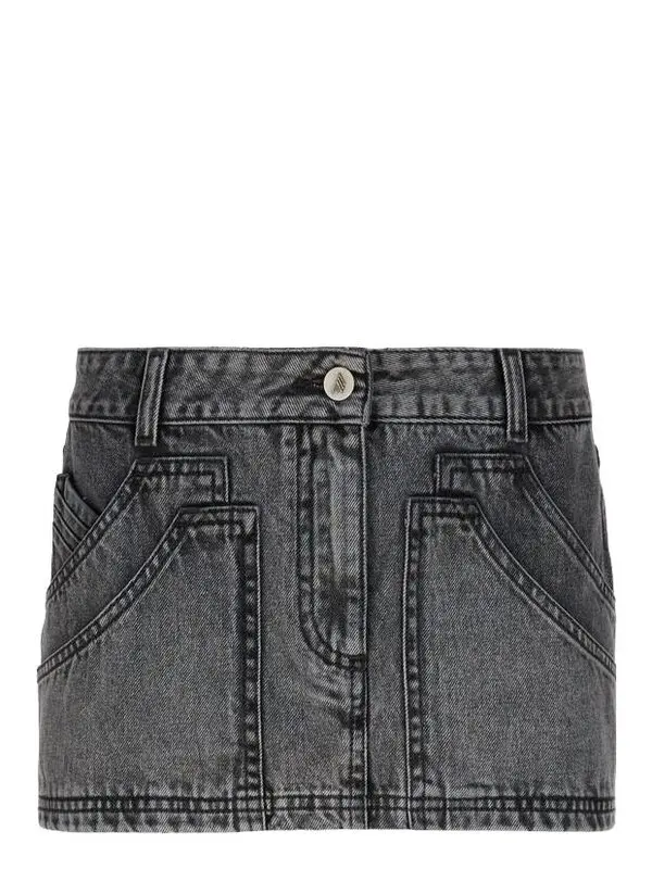 Attico The Denim Mini Skirt - Black