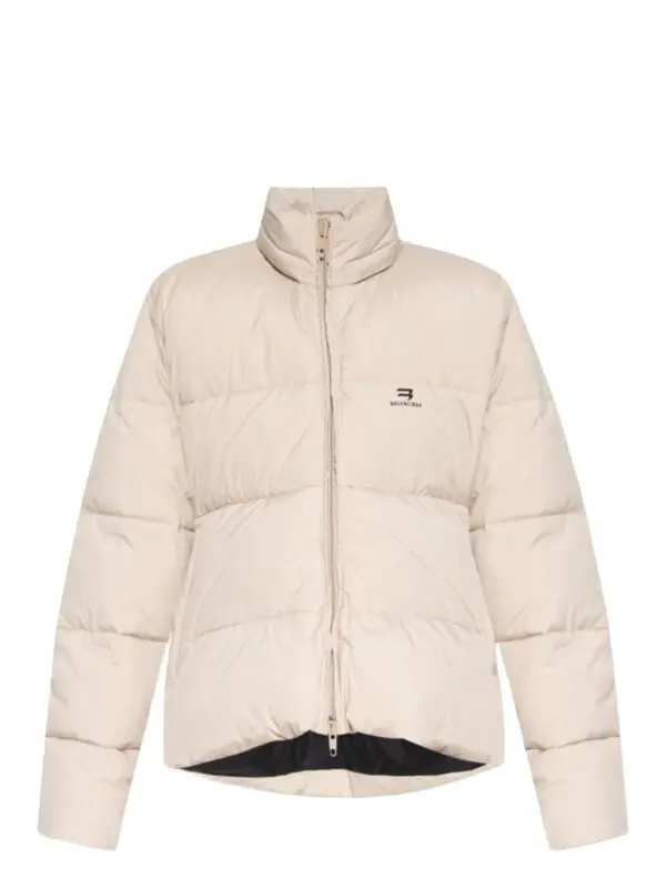 Balenciaga Logo Printed Padded Jacket - Nude