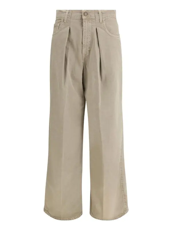 HAIKURE Pleated Wide Leg Jeans - Nude