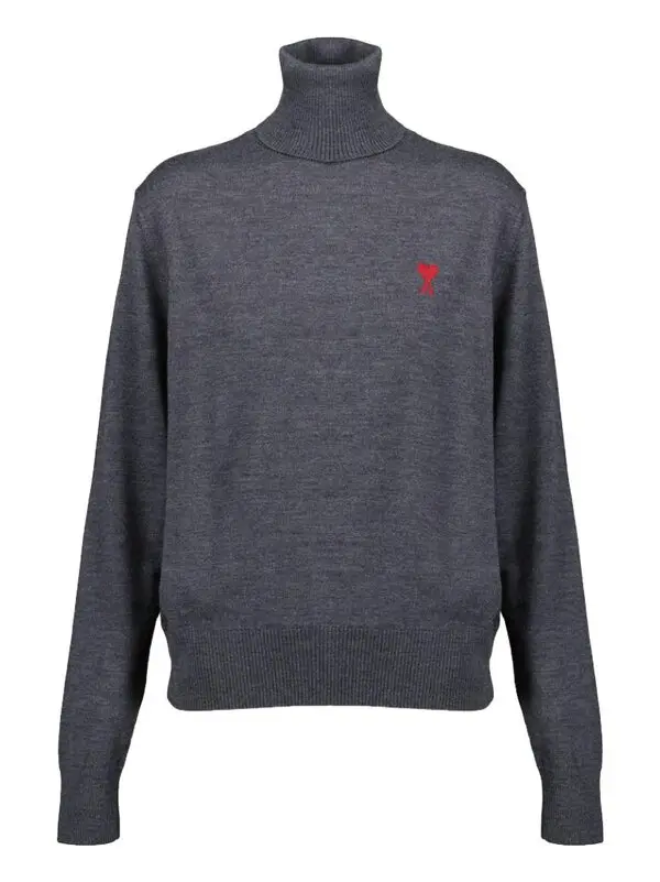 Ami High Neck Knitted Jumper - Black