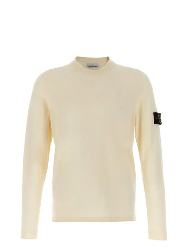 Stone Island Logo Patch Crewneck Jumper - Ivory