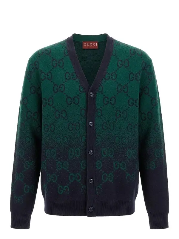 Gucci Monogrammed Button-up Cardigan - Dark Green
