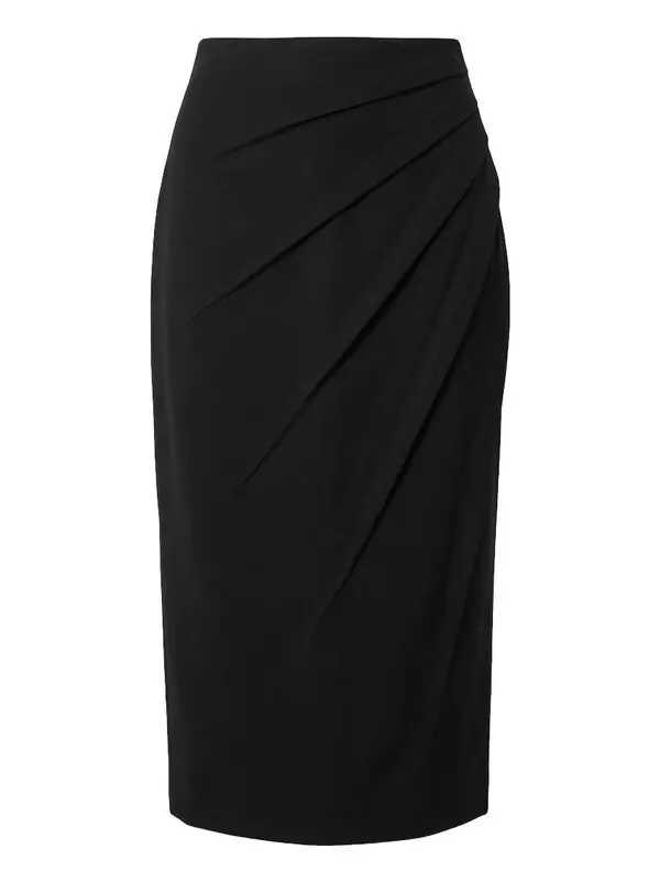 Gucci Wool Draped Detailed Midi Skirt - Black
