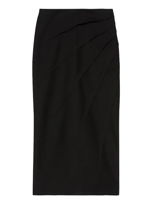 Gucci Wool Draped Detailed Midi Skirt - Black