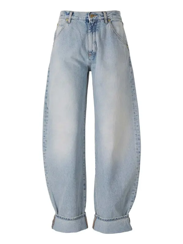 DARKPARK Barrel Cut Jeans With Hook-eye Buckles - Gray
