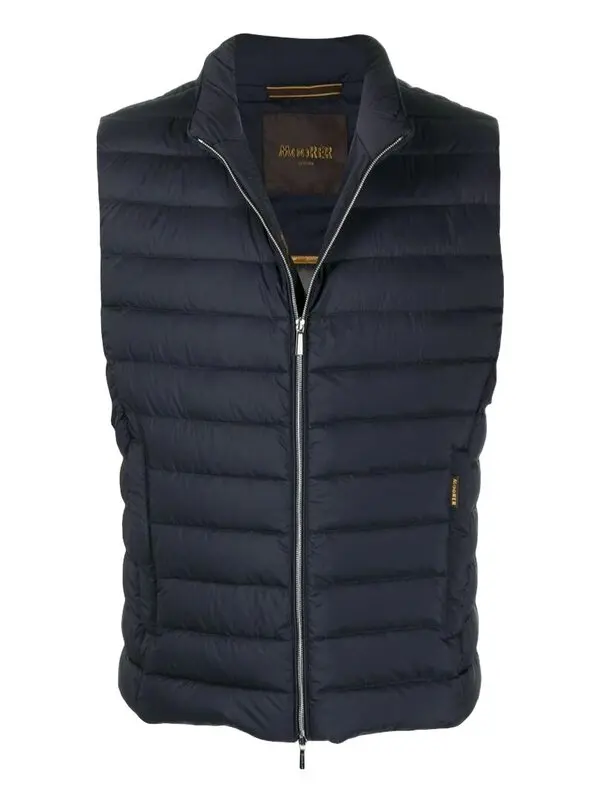 MOORER Quilted Zippered Vest - Dablu