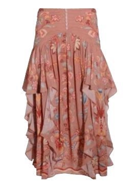 Farm Rio Ruffled Floral Maxi Skirt - Pink