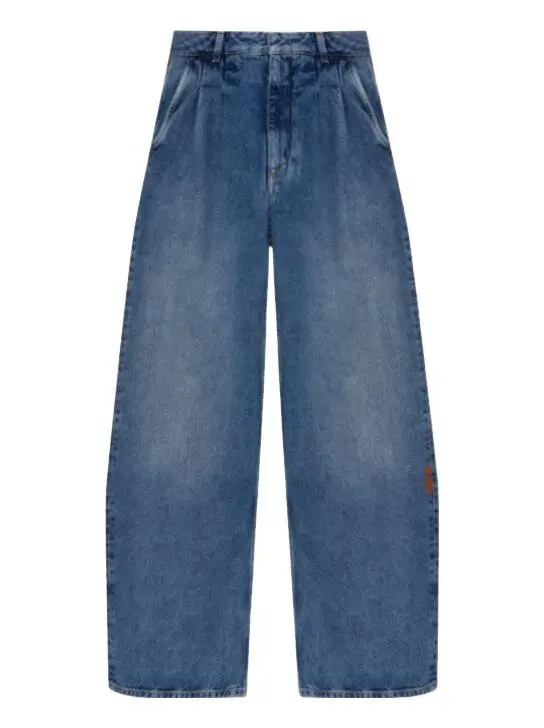 Off-White Logo Patch Wide Leg Jeans - Blue