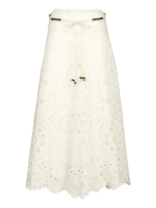 Zimmermann Rhiannon Embroidered Maxi Skirt - White