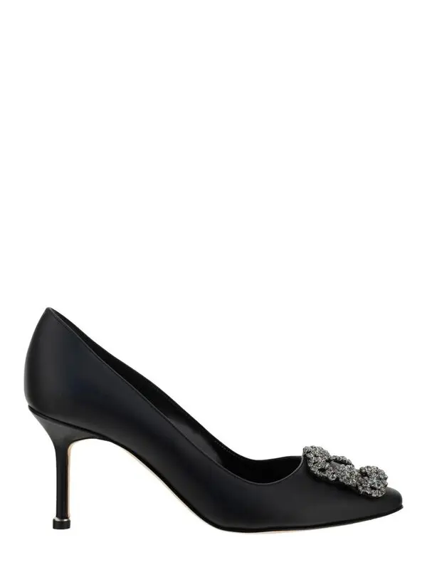 Manolo Blahnik 75mm Crystal-embellished Leather Pumps - Black