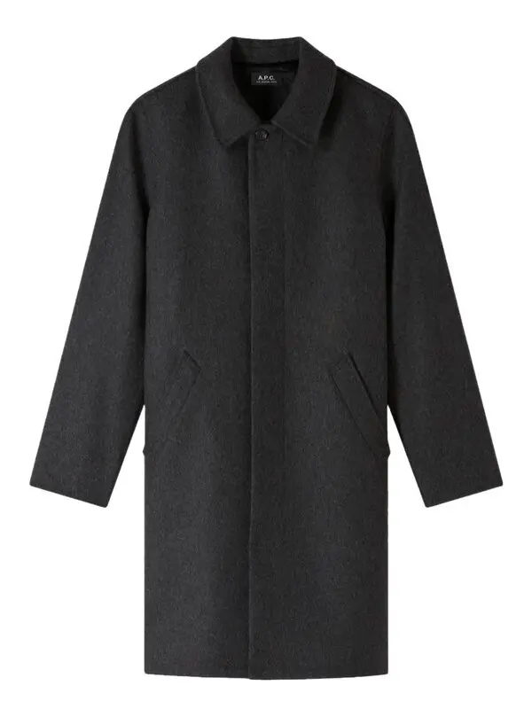 A.p.c. Welt-pocket Wool-blend Coat - Charcoal-grey