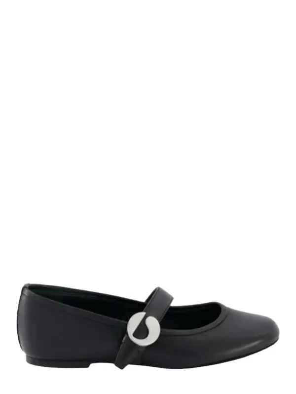 Coperni Ballerina Belted Flats With Silver-tone Logo Buckle - Black