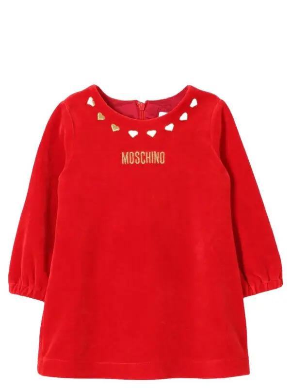 Moschino Embroidered Long Sleeve Dress - Red