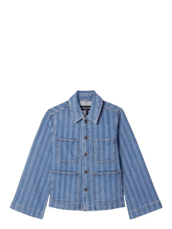 Veronica Beard Dahl Striped Denim Jacket - Blue