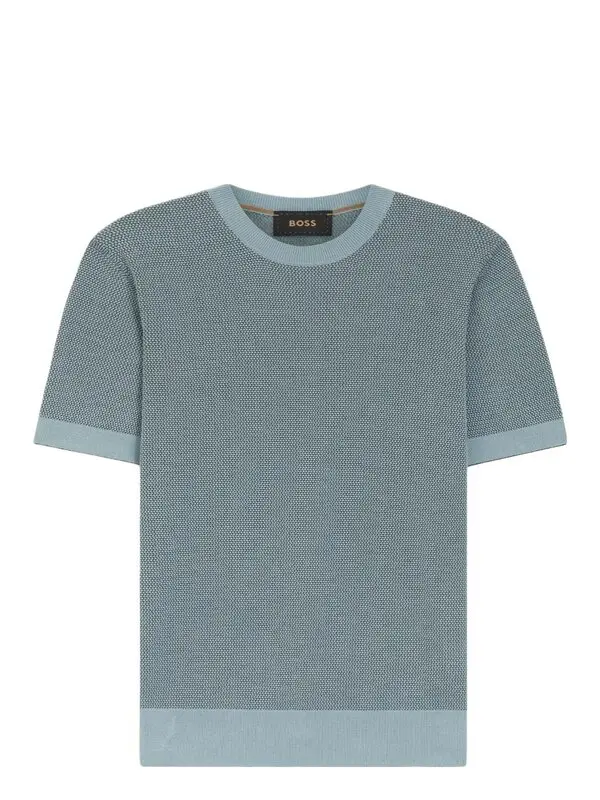 Hugo Boss Short Sleeve Textured Sweater - Open Blue