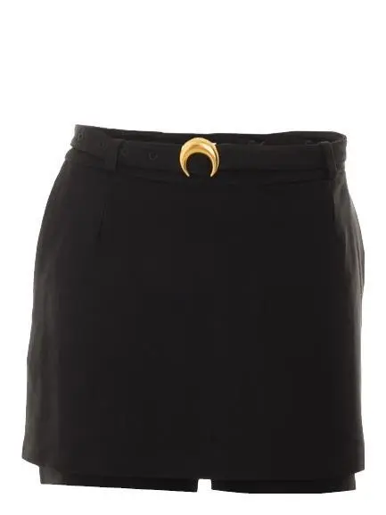 MARINE SERRE Belted Shorts With Moon Plaque Logo - Black