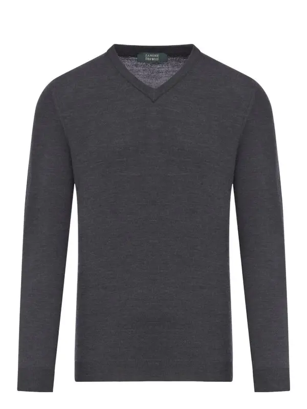ZANONE Fine-knit V-neck Jumper - Anthracite