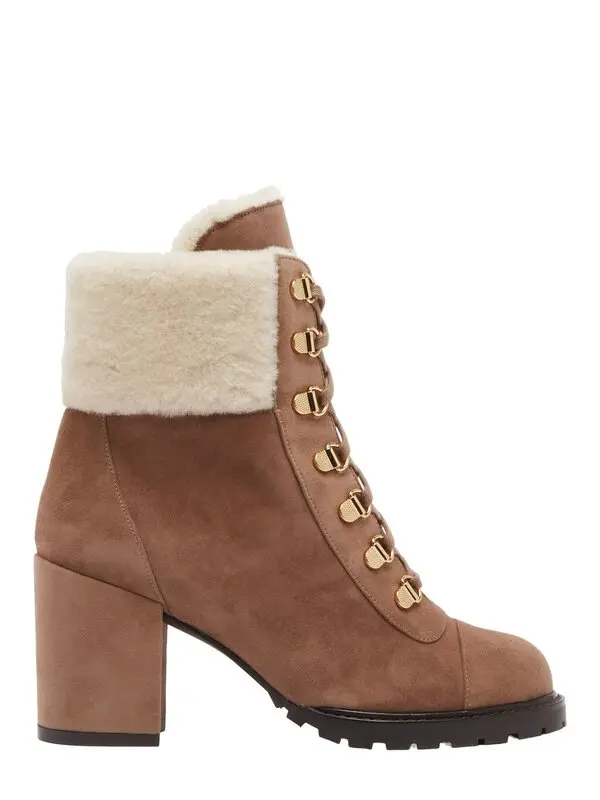 STUART WEITZMAN 90mm Ankle Lace-up Block Heel Boots - Brown