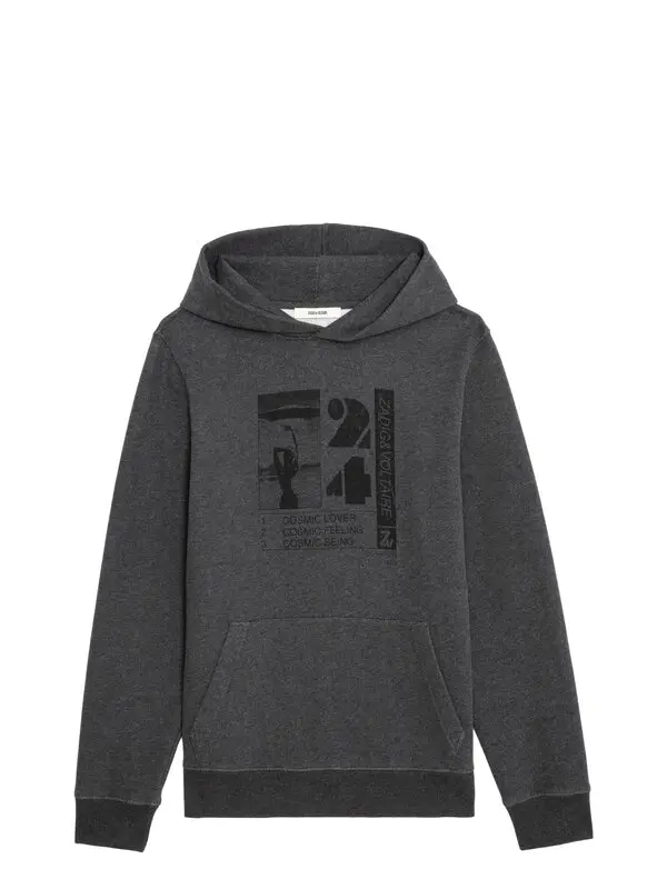 Zadig&Voltaire Sanchi" Graphic Print Hooded Sweatshirt - Dark Gray