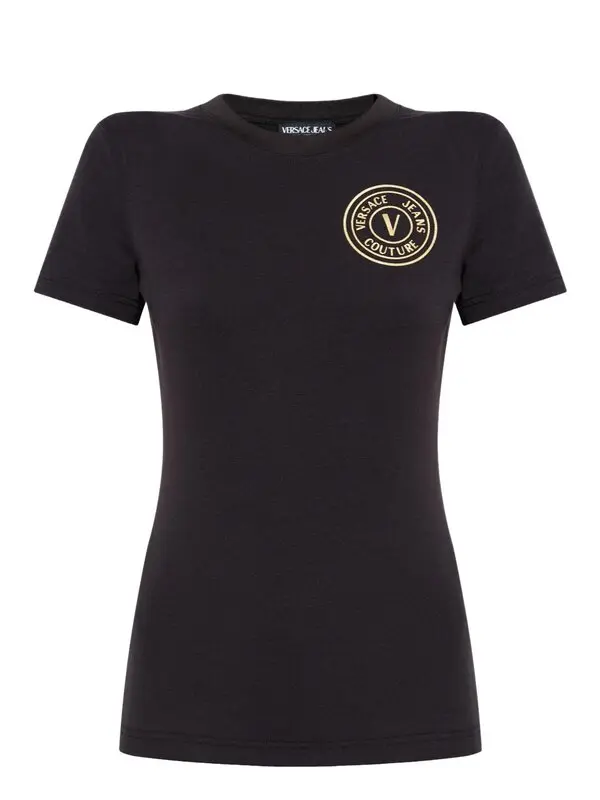 Versace Logo Embellished Top - Black
