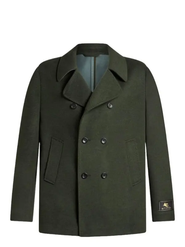 Etro Wool And Cashmere Peacoat - Dark Green