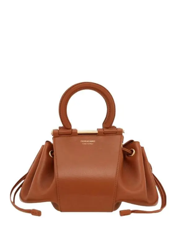 FERRAGAMO Gancini Bucket Bag - Natural Brown