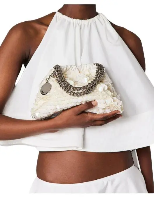 Stella McCartney Falabella Sequin Mini Shoulder Bag - White
