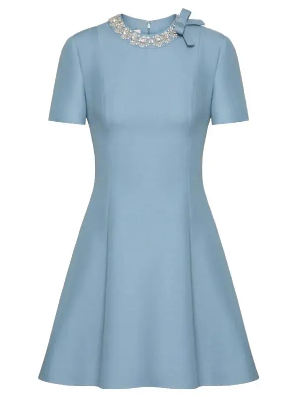 Valentino Garavani Embellished Short-sleeved Mini Dress - Light Blue