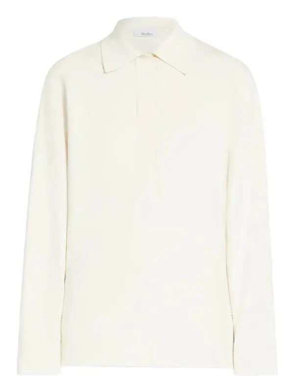 Max Mara Polo Collar Embroidered Logo Top - White