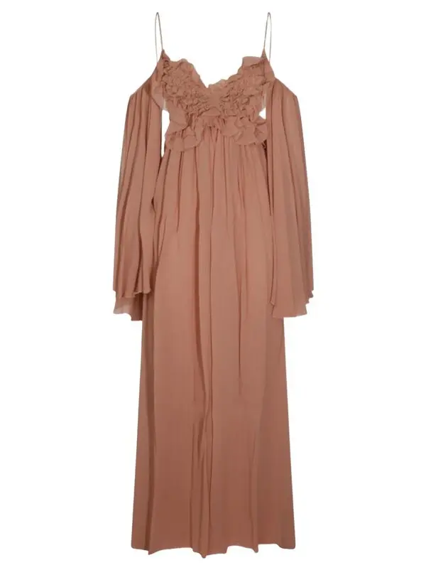 Blumarine One-shoulder Ruffled Dress - Brown