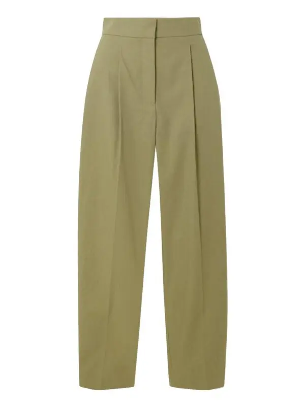 JOSEPH Paver Pleated Cotton Tapered Pants - Green